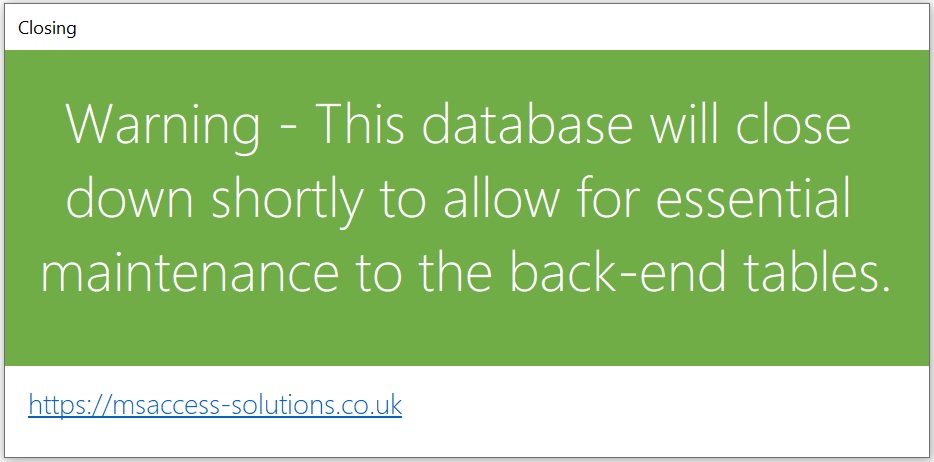 Auto Shutdown Access Database - Microsoft Access Database Solutions
